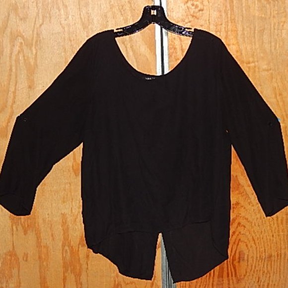 New Look | Tops | 469 Black Sheer High Front Low Back Shirt Blouse | Poshmark